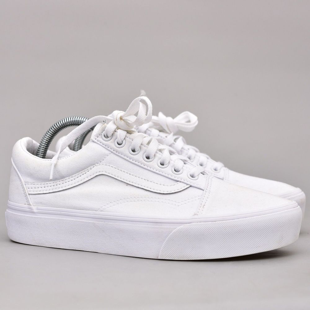 Vans Old Skool Platform Men's 10 Triple White Womens … - Gem